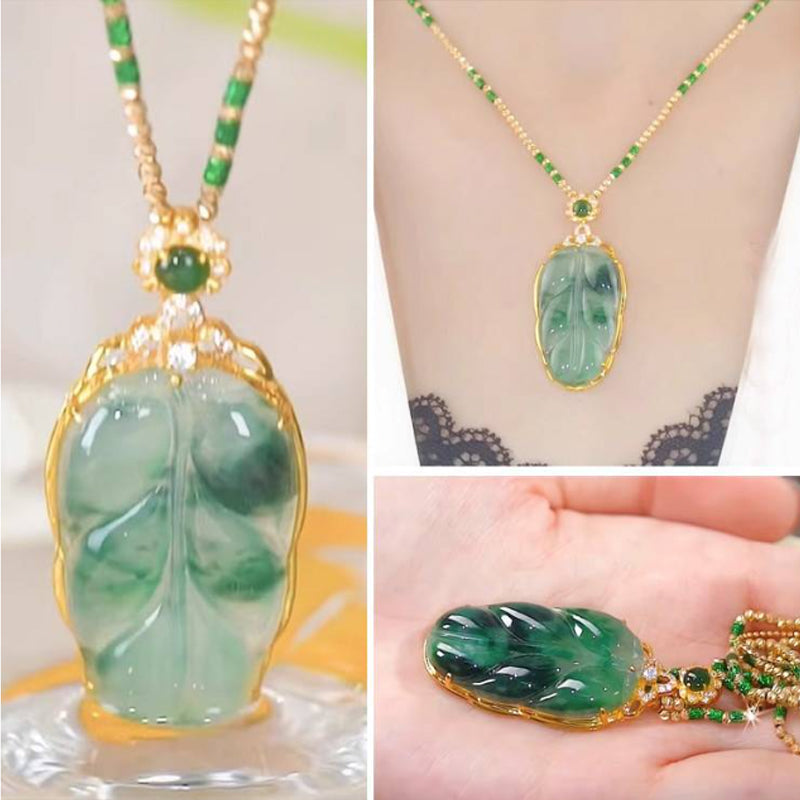 Green Leaf Pendant Necklace for Women – Avichic.co