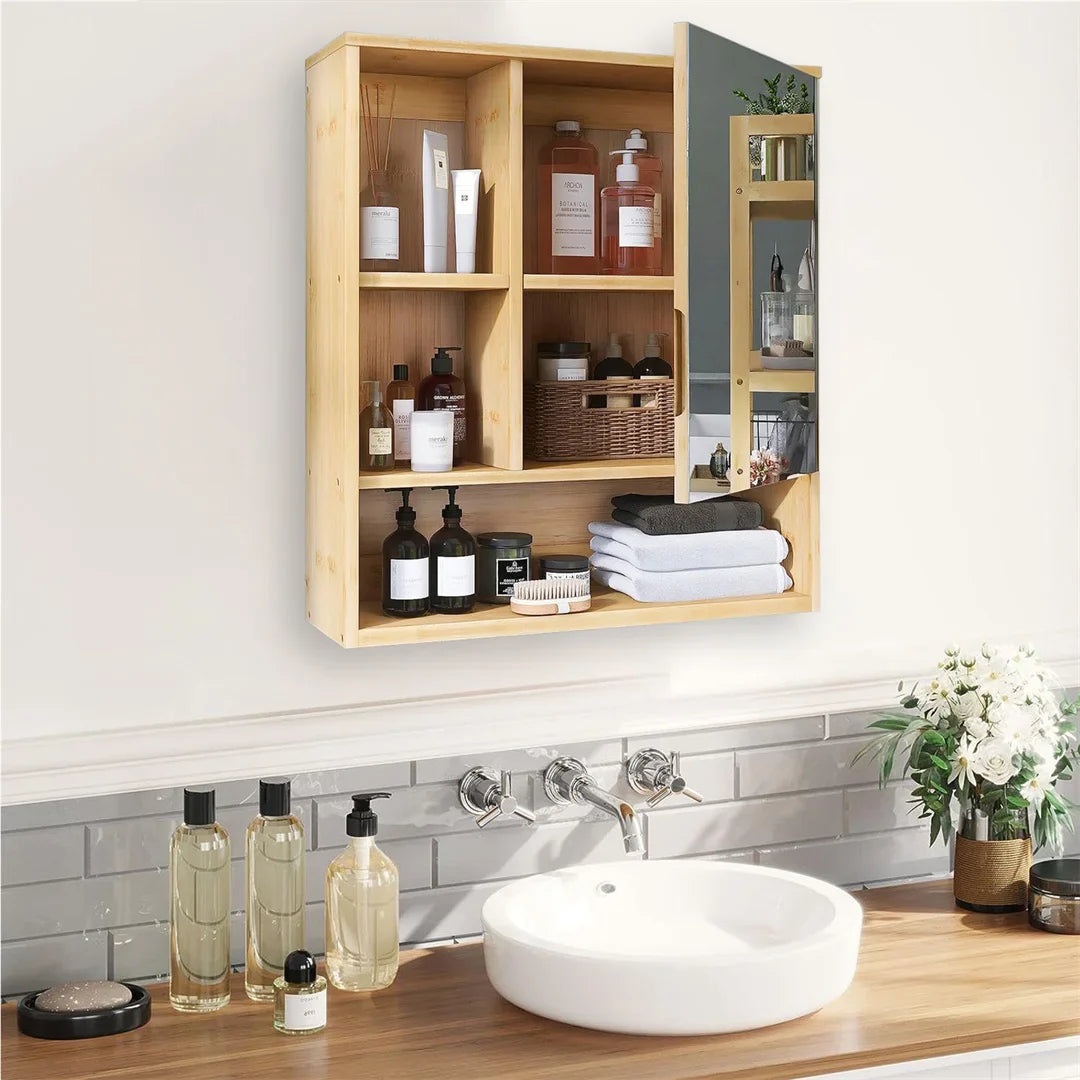Wall Mounted Bamboo Bathroom Vanity Mirror Cabinet – Avichic.co