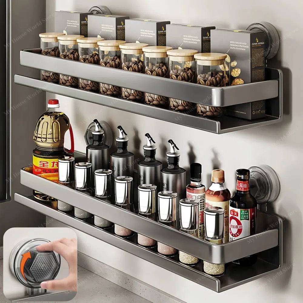 Kitchen Wall-Mounted Suction Cup Spice Rack – Avichic.co